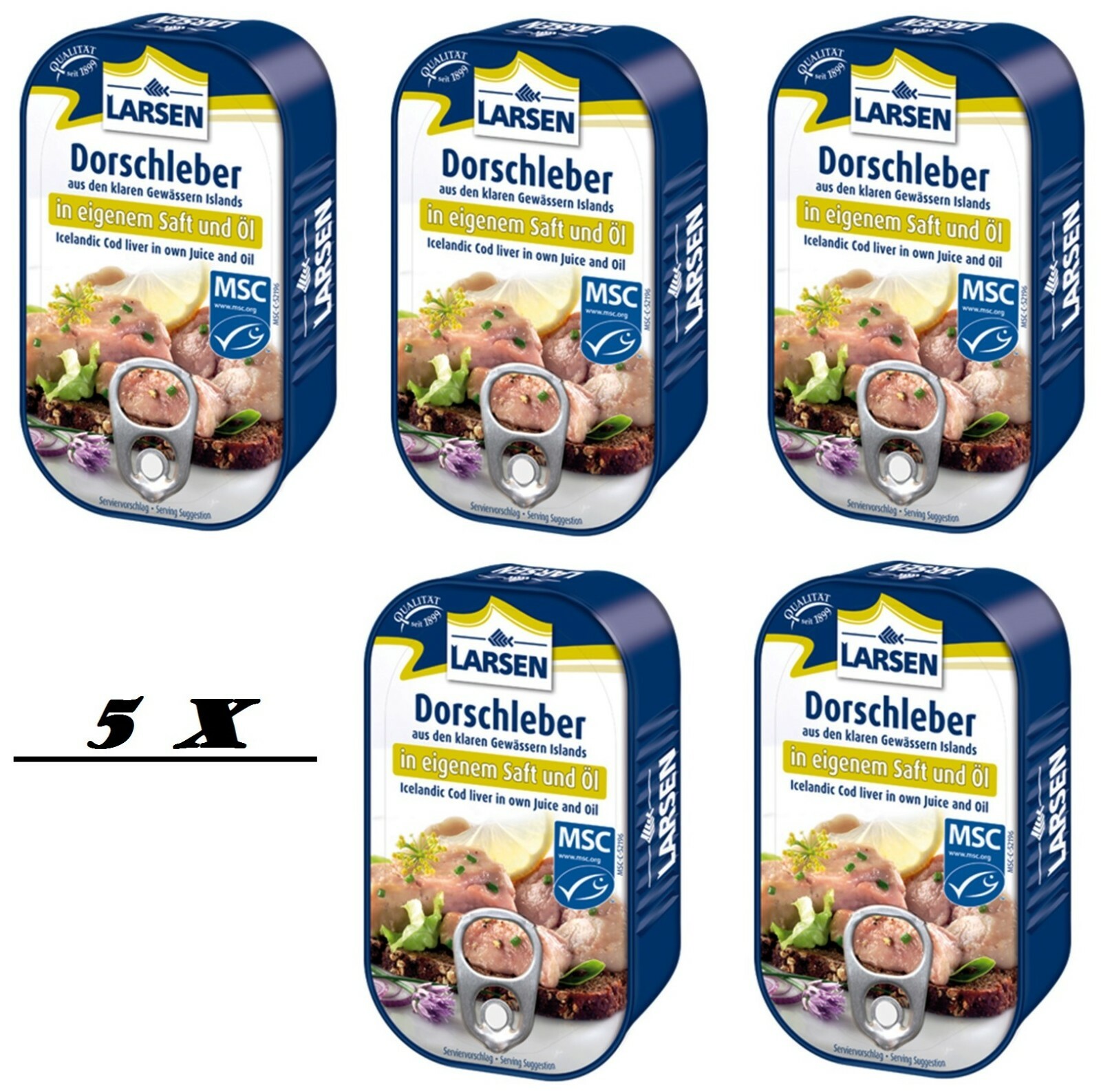 5x121/3x230g DORSCHLEBER (19,00 €/1kg) Fischkonserve Dorsch Leber Dose ...