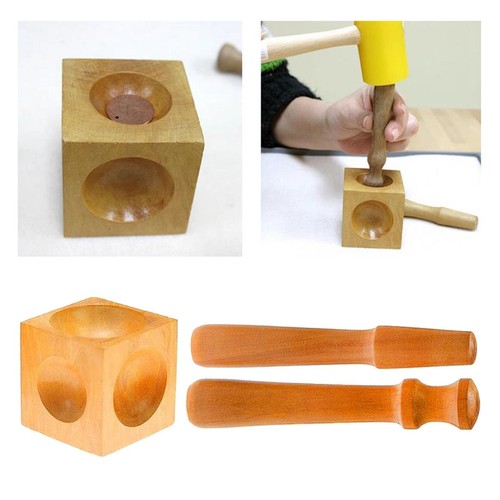 Wooden Square Dapping Die Block and Doming Punch Set for Concave DIY ...