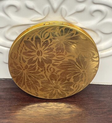 REX FIFTH AVENUE Gold Tone Vintage Floral Pattern Mirrored Powder 4 ...
