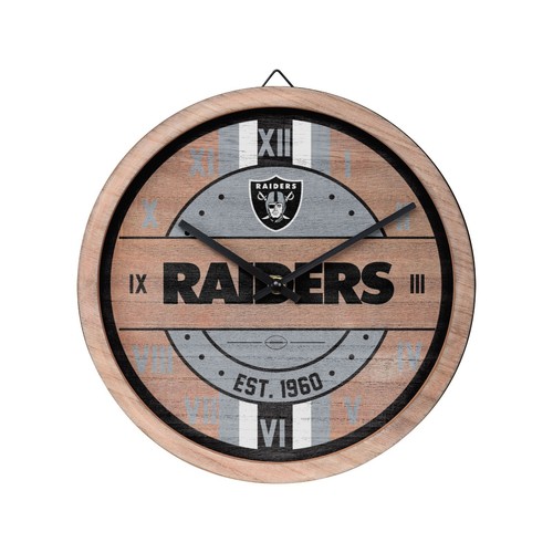 Las Vegas Raiders Logo Barrel Wall Clock Wooden - Man Cave Office Decor ...