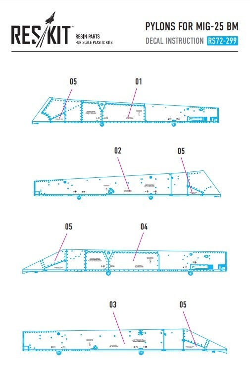 Pylons for MiG-25 BM Upgrade set Aviation ResKit RS72-0299 Scale model ...
