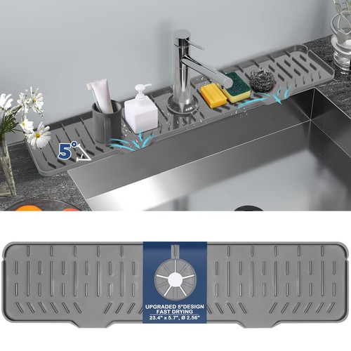 24 Splash Guard Plus Size Silicone Sink Faucet Drying Mat Handle Drip ...