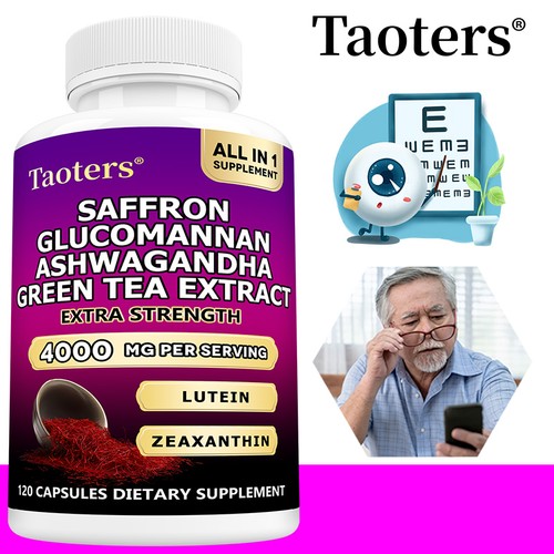 Saffron, Ginseng, and Green Tea Capsules for Stress Relief - 120 ...