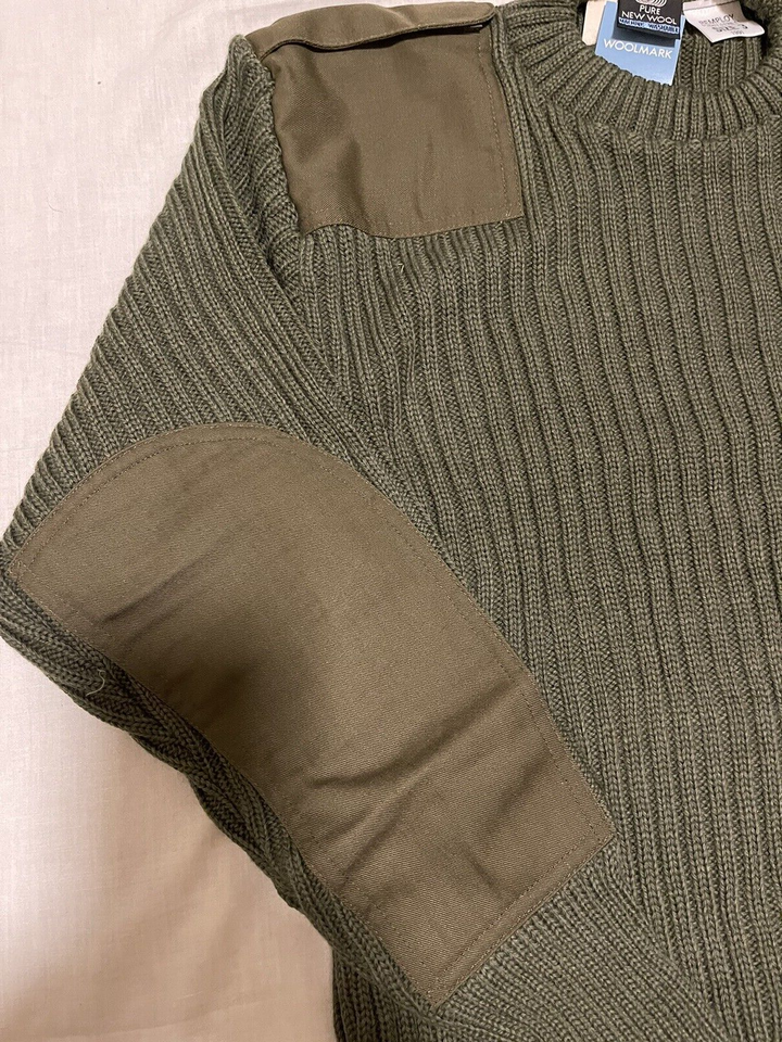 Genuine British Army Vintage 100% New Wool Olive Green Commando Sweater ...