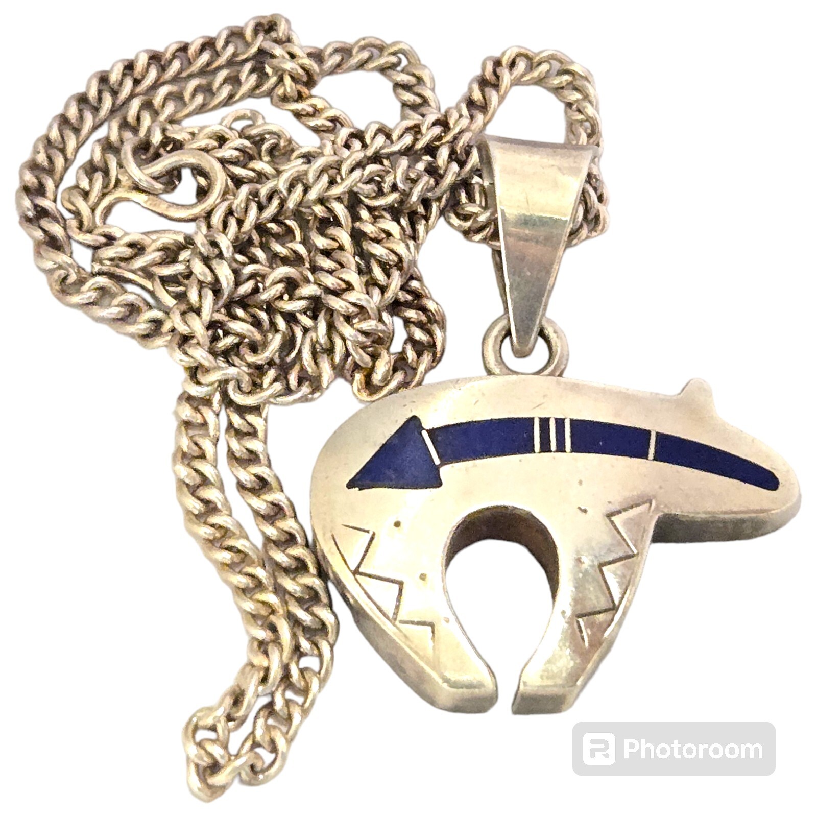 Ray Tracey Navajo inlay Bear pendant with Lapis Lazuli Pendant Necklace ...