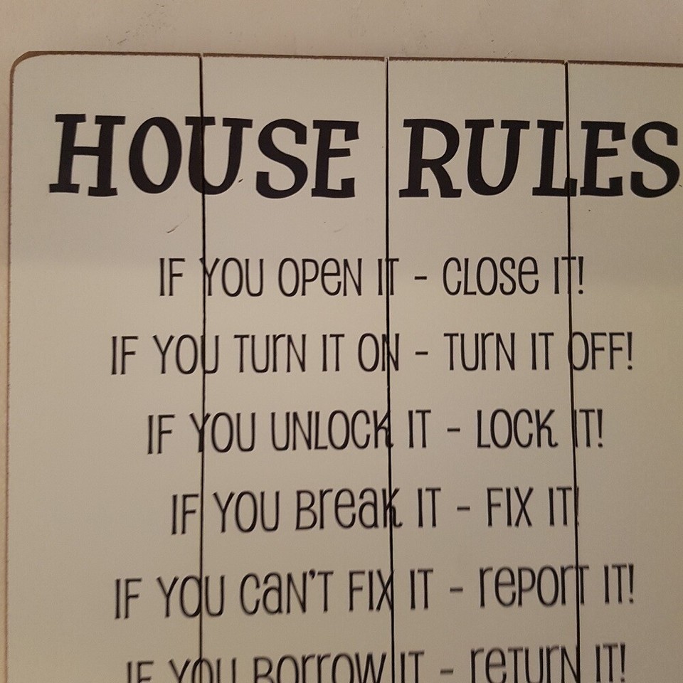 House Rules Sign Wooden Wall Art | eBay UK