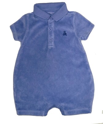 0-3 Month Baby Gap Blue Terry Collared Shorts Romper Outfit | eBay