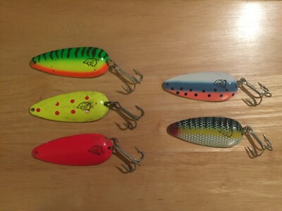 5 Vintage Eppinger Dardevle Spoons - Mix Color - 3/5 oz to 3/4 oz - 2-3 ...