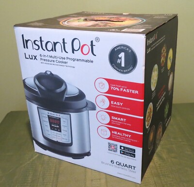 InstaPot 6 Quart, 6 in 1 Multi-Use Programmable Cooker, Open Box, Never ...