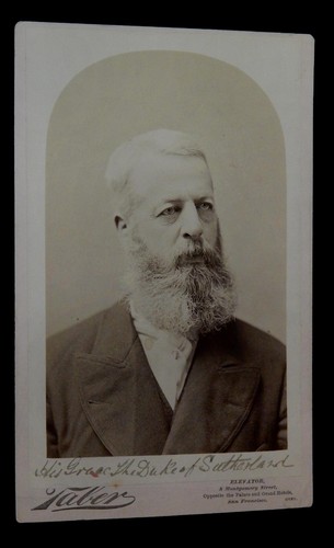 IMPERIAL CABINET CARD PHOTO AUTOGRAPHED DUKE OF SUTHERLAND by I W TABER ...