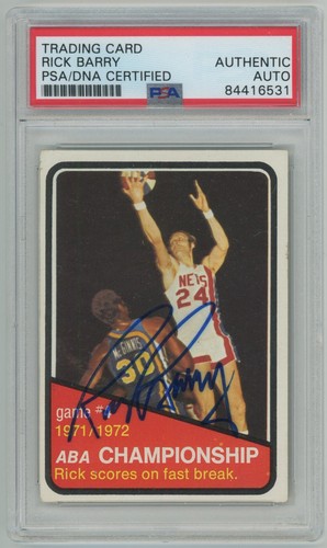 1972-73 Topps Basketball #242 Rick Barry Auto Signed ABA Champ Game #4 ...