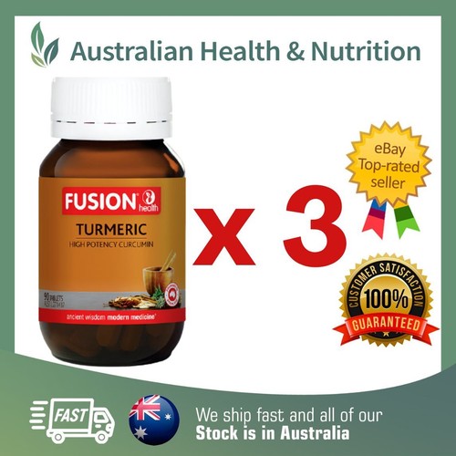 3 x FUSION HEALTH TURMERIC 90 TABLETS + FREE SAME DAY SHIPPING & SAMPLE ...