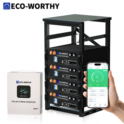 ECO-WORTHY Home Backup Power V3 4Pack 48V 100Ah LiFePO4+5KW 48V Hybrid ...