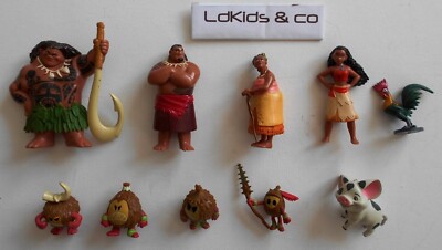 LOT de 10 FIGURINES PVC Disney VAIANA (MAONA PUA MAUI HEI HEI CHEF TUI ...