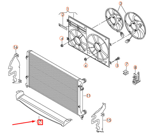 OEM VOLKSWAGEN TIGUAN 5N MK1 RADIATOR LOWER AIR GUIDE 5N0121341B ...