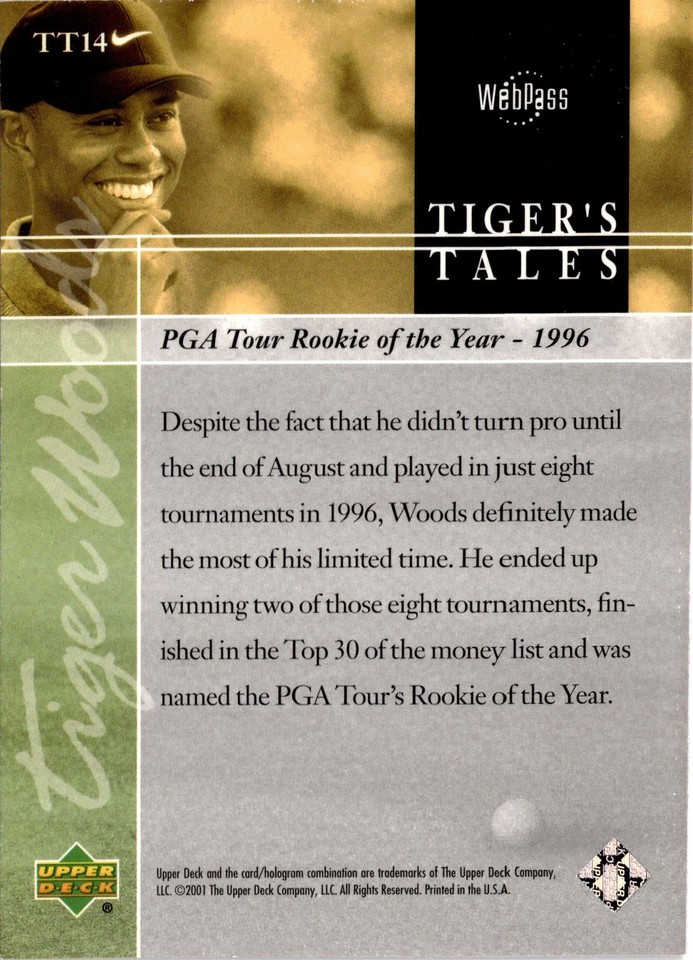 2001 Upper Deck #TT14 Tiger Woods Tiger's Tales | eBay