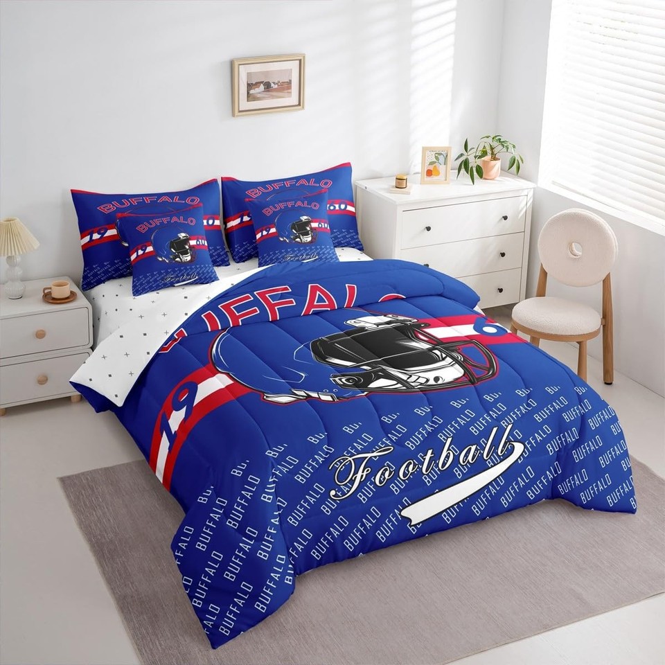 Football Comforter Set Twin Size 7 Pieces Buffalo Bedding Set for Boys ...