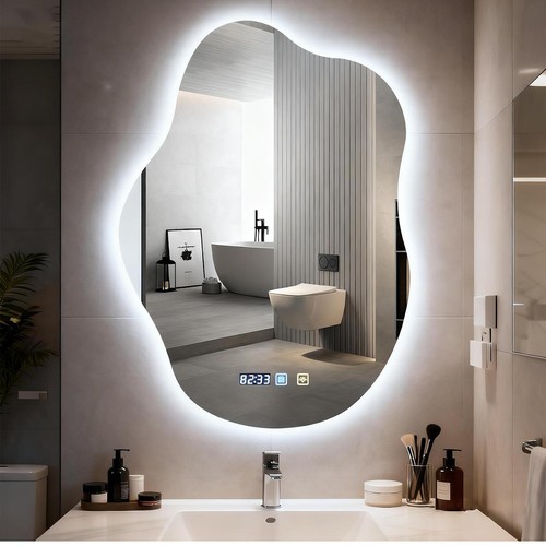 70*50CM Illuminated Bathroom Mirror LED Light Demister Touch Sensor ...
