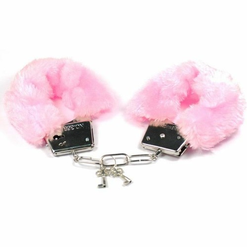 Furry Fuzzy Costume Handcuffs Metal Wrist Cuffs Soft Bachelorette Hen ...