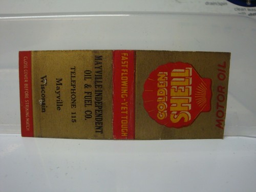 Golden Shell Matchbook Mayville Independent Oil & Fuel Co. Mayville ...