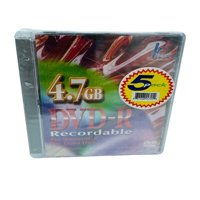 DVD-R Blank Recordable Discs 4.7GB 5 Pack KHypermedia Jewell Case NIP ...