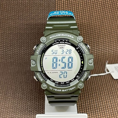Casio AE-1500WHX-3A Green Extra Long Band Digital Quartz Men's Sport ...