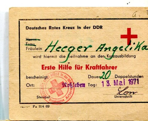DDR: DRK-Ausweis Erste Hilfe für Kraftfahrer 1971 (35) | eBay.de