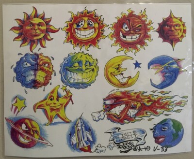 Tattoo Studio Shop Flash Single by Foose Sun Moon Stars Space 11"X14 ...