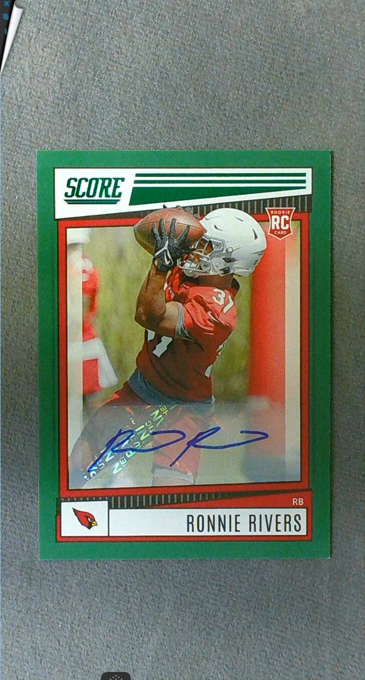 2022 Score Green Rookie Auto #346 Ronnie Rivers RC Cardinals | eBay