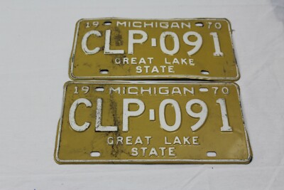 Pair of Vintage 1970 Michigan License Plates CLP 091 | eBay