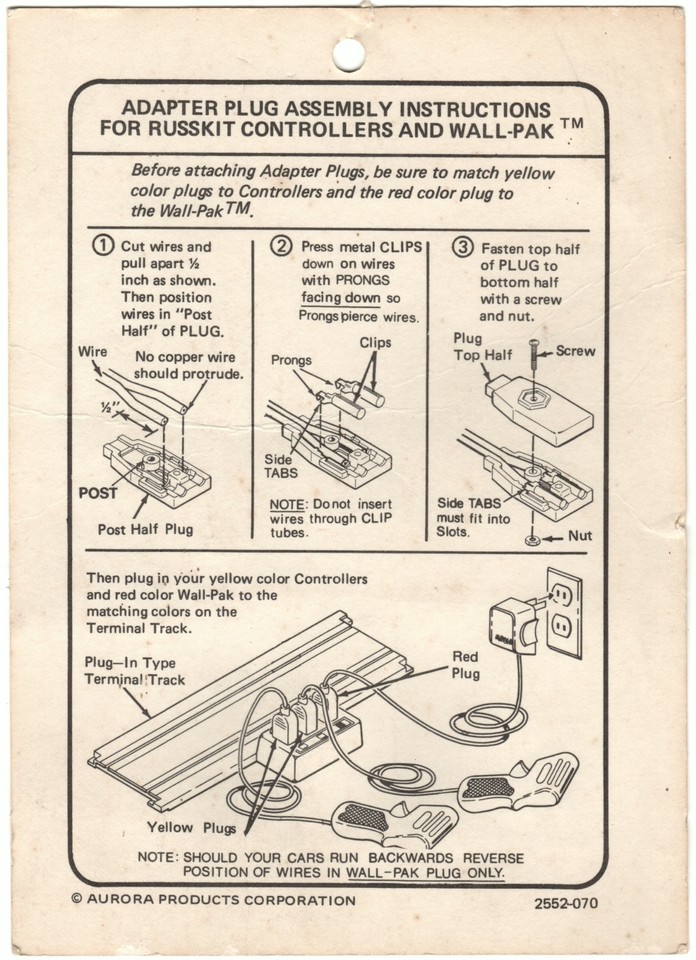 2pkg 1976 Aurora AFX Racing Slot Car Track CONTROLLER ADAPTER PLUGS ...