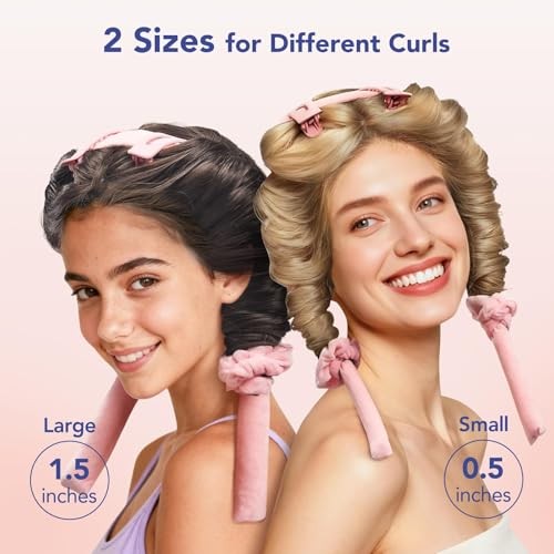 LitBear Heatless Curls Overnight Kit - 2 Sizes Hair Rollers, Bonnet ...