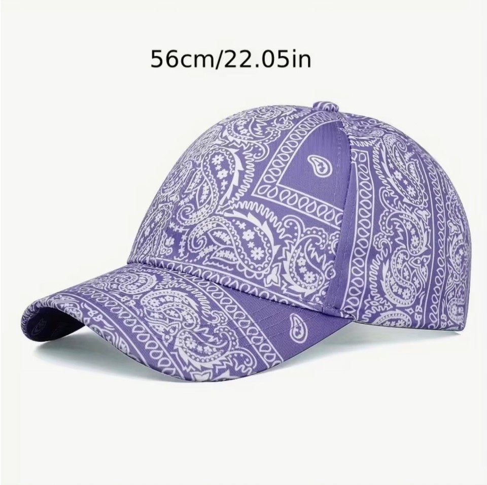 Bandana Print Baseball Cap Adjustable Lavender | eBay