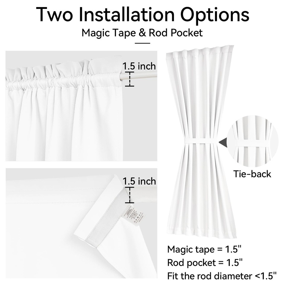 Front Door Sidelight Curtains with Magic Tape - 12x72 Door Window ...