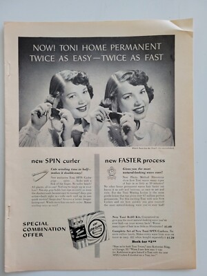 1949 Toni hair permanent spin curlers faster process vintage ad | eBay