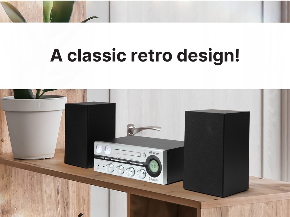 VICTOR Milwaukee 50 Watt Bluetooth Stereo System with CD/MP3/FM Radio ...