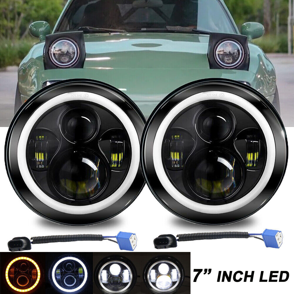 2pcs For 1990-1997 Mazda Miata MX5 MX-5 7 inch Round LED Headlights ...