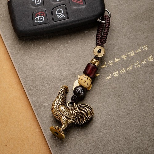 Pure Brass Chicken Keychain Pendant Jewelry Animal Rope Key Ring ...