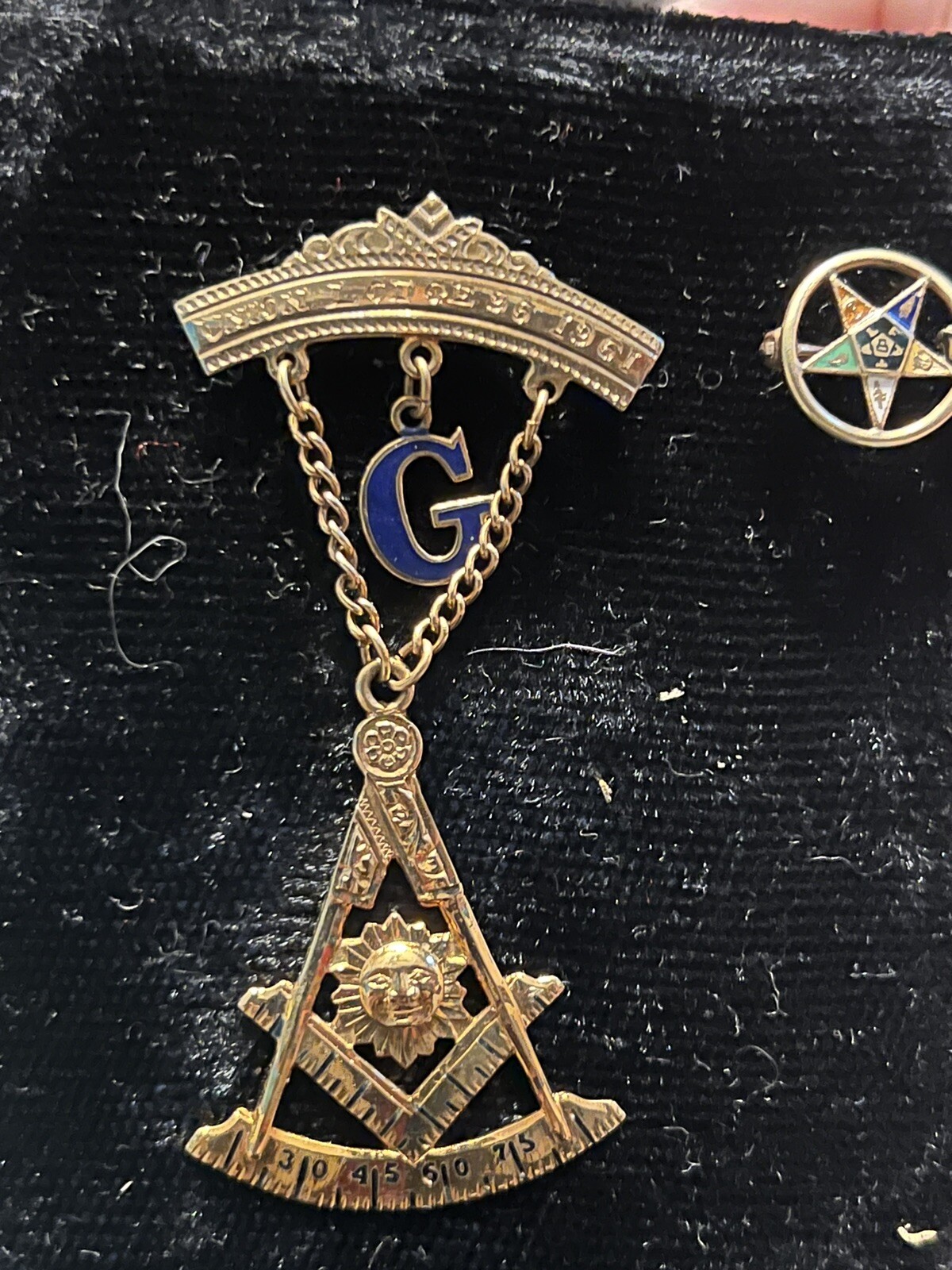 10k Gold Free mason Masonic Past Master Pin, Sun Bonus 14k Eastern Star ...