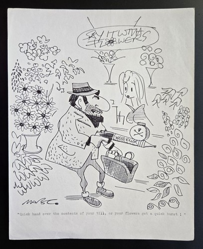 Original Illustration British Cartoonist Robert Coram Weed Killer ...