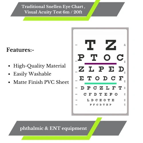 Traditional Snellen Eye Chart, Visual Acuity Test 6m / 20ft | eBay