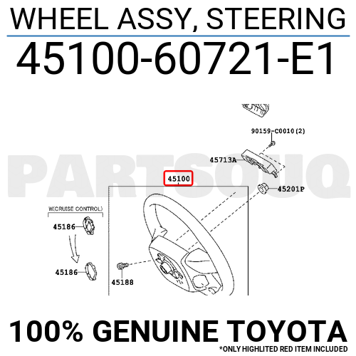 4510060721E1 Genuine Toyota WHEEL ASSY, STEERING 45100-60721-E1 | eBay