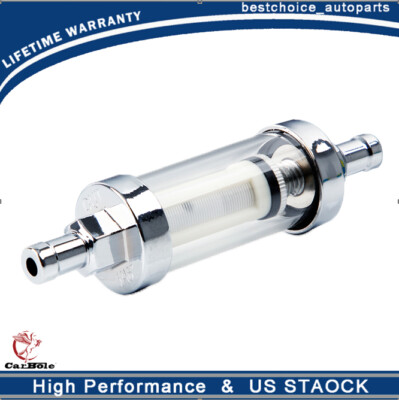 5/16" Inline Fuel Filter Inlet Glass Petrol Diesel Reusable Hose barb ...