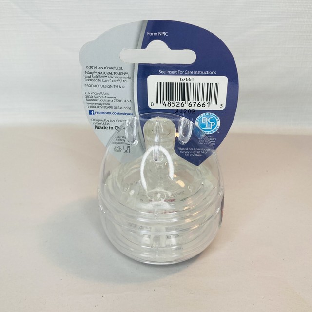 Two X 2 Nuby Natural Touch Bottle Nipples With Storage Case Medium Flow ...
