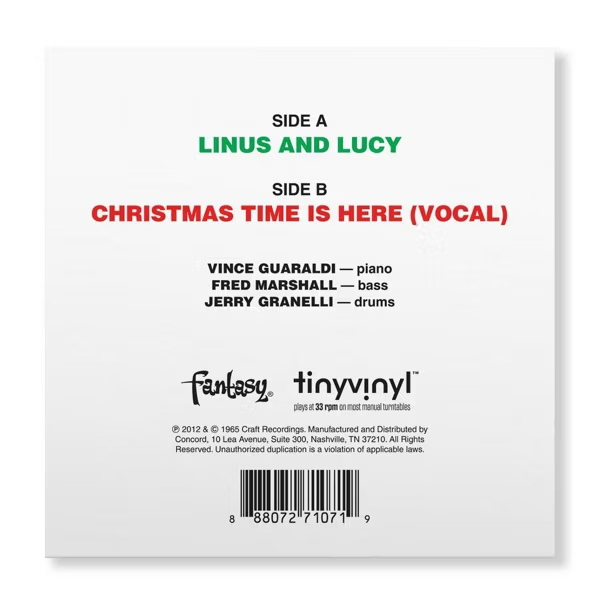 Vince Guaraldi Trio 4" inch Tiny Vinyl Edition Linus & Lucy /Christmas ...