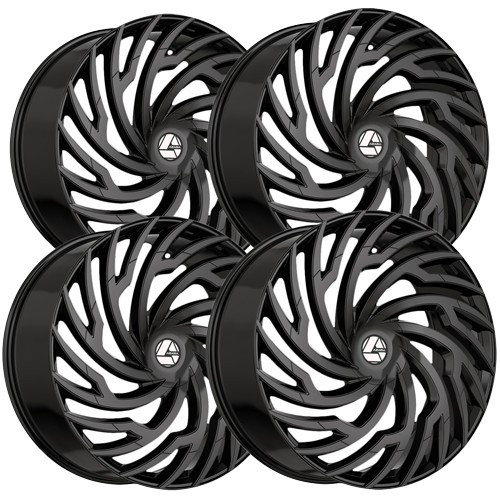 (Set of 4) Azara AZA-536 24x9 5x115/5x120 +32mm Gloss Black Wheels Rims ...