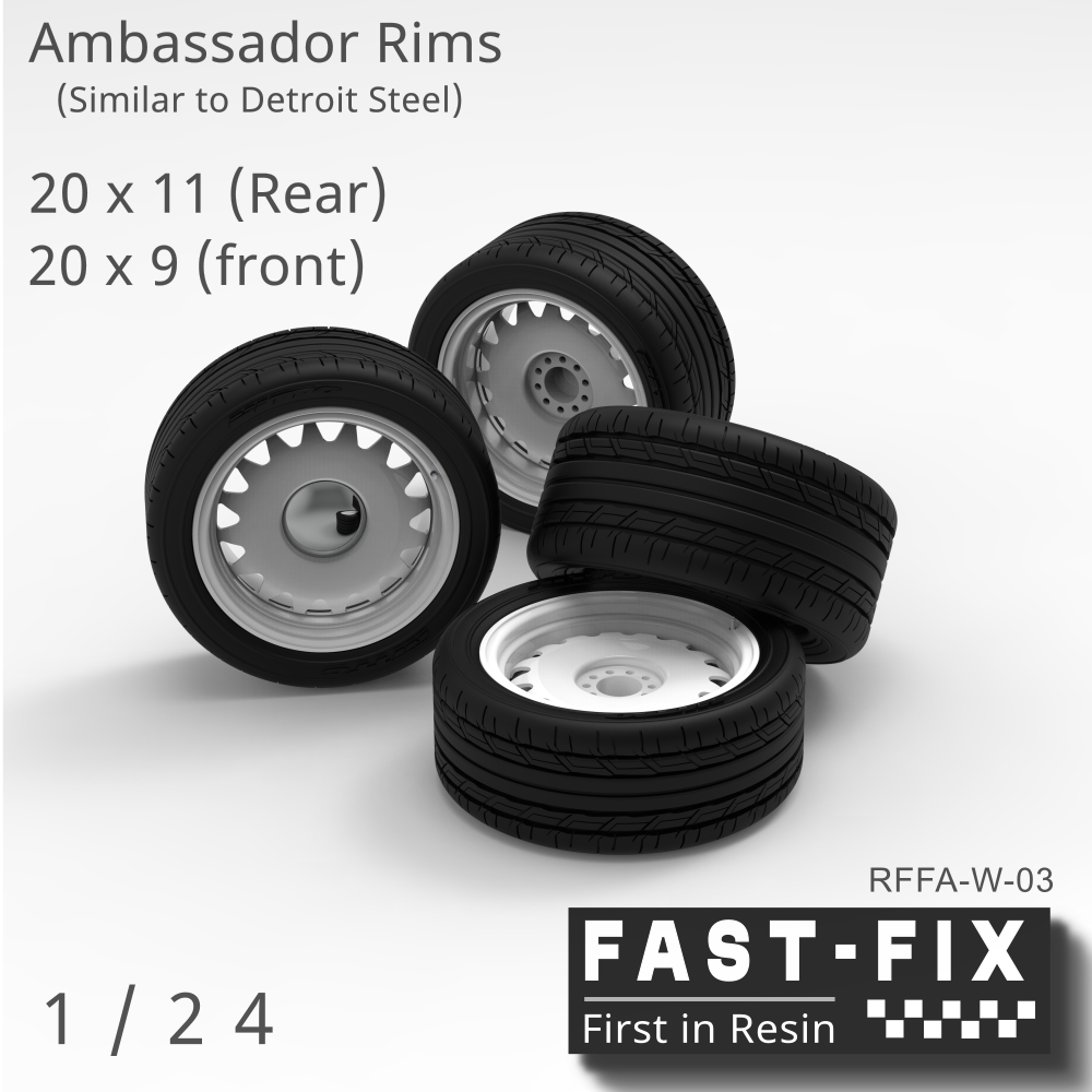 1/24 1/25 Ambassador Mag Wheels 20x11 20x9 Restomod Smoothie Low ...