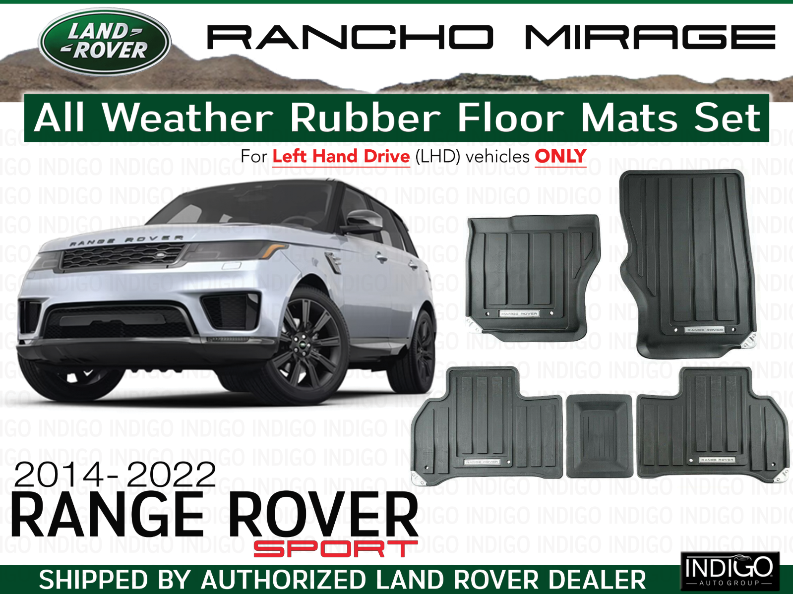 2014-2022 Range Rover Sport LHD All Weather Rubber Floor Mats Set | eBay
