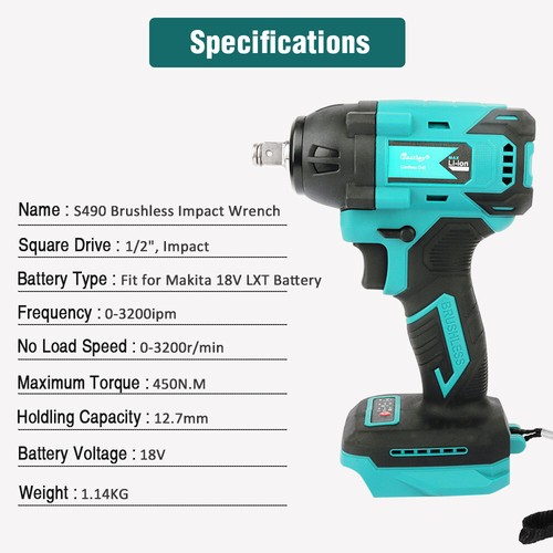 Replace For Makita DTW285Z 18V Brushless 1/2in Cordless Impact Wrench 4 ...