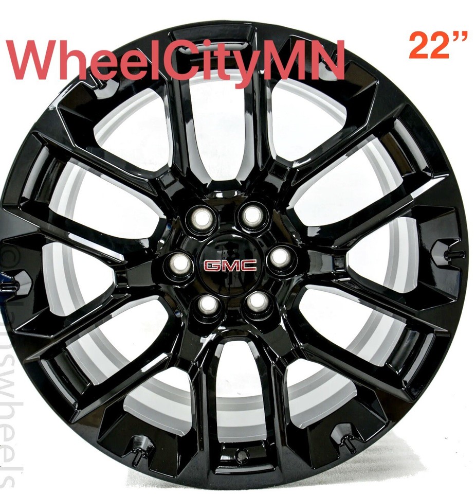 22" gloss black OE replica SRV RPO wheels fits 2022 GMC Sierra AT4 ...